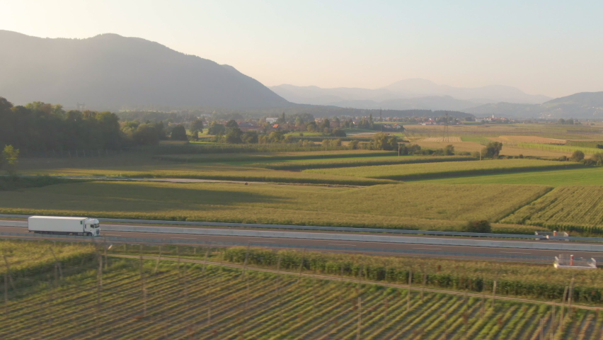 drone 18 wheeler hauls cargo container Stock Footage Video (100% ...