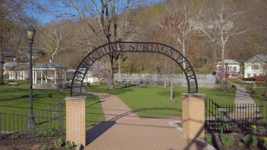 aerial camera flying into berkeley springs Stock Footage Video (100% ...