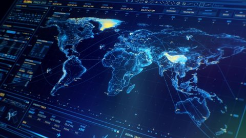 Blue Perspective Digital Interface Screen Tracking Stock Footage Video ...