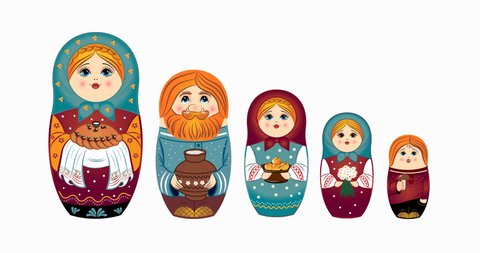 Cartoon Vector Illustration Showing Russian Dolls Stock Vector (Royalty ...