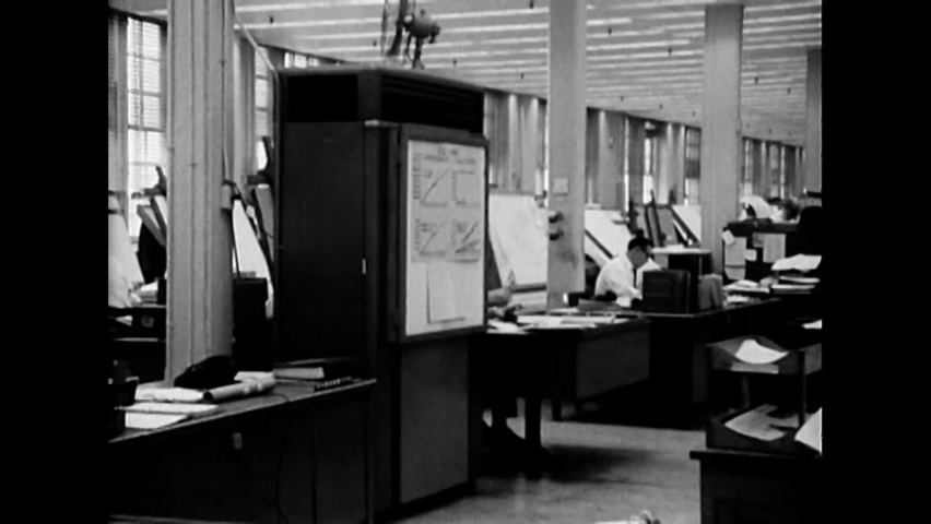 Circa 1960s Inside Drafting Room American Stock Footage Video (100% ...