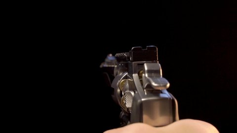 Aiming Firing Revolver Pistol On Black Stock Footage Video (100% ...