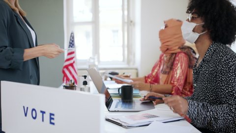People Face Masks Voting Polling Place Stock Footage Video (100% ...
