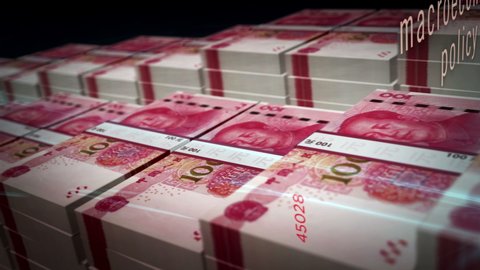 Chinese Yuan Money Pack Loop 3d Stock Footage Video (100% Royalty-free ...
