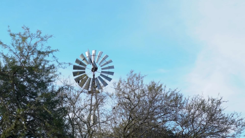 4k Windmill Running On Farm Slow Stock Footage Video (100% Royalty-free ...