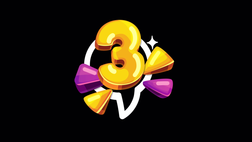 number three cartoon gold sign animation Stock Footage Video (100% ...