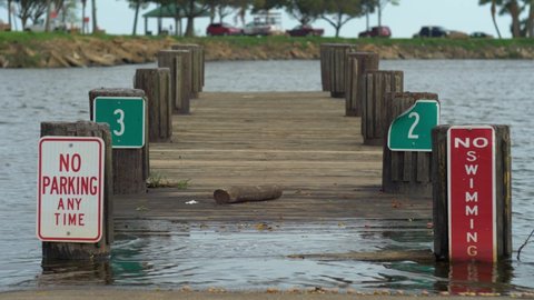 High Tide Sinking Pier Dock Warning Stock Footage Video (100% Royalty ...