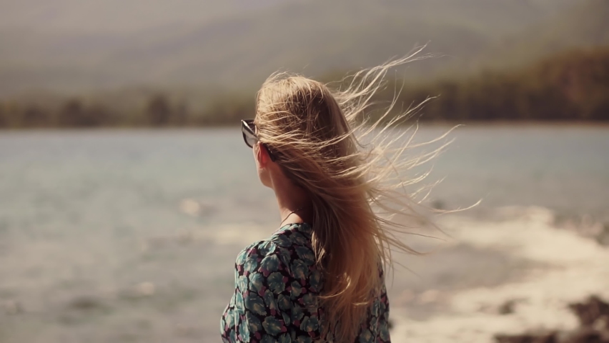hair flying blowing on wind travelling Stock Footage Video (100% ...