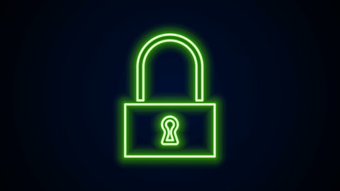 Padlock Set Neon Led Icon Lock Stock Footage Video (100% Royalty-free ...