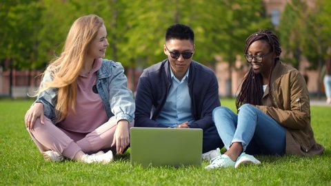 Group University Students Working Outside Together Stock Photo (Edit ...