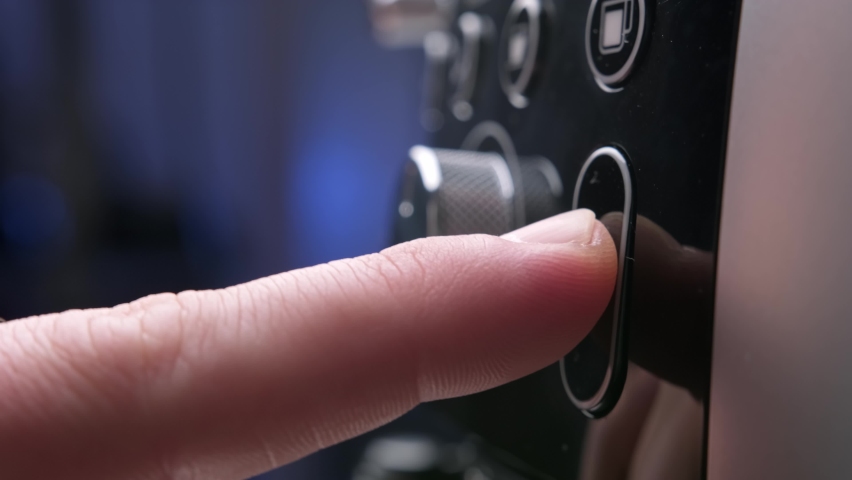 close-up man pressing black button on Stock Footage Video (100% Royalty ...
