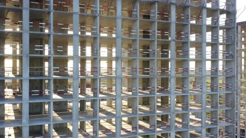 Aerial Elevator Shot Concrete Skeleton Building Stock Footage Video ...