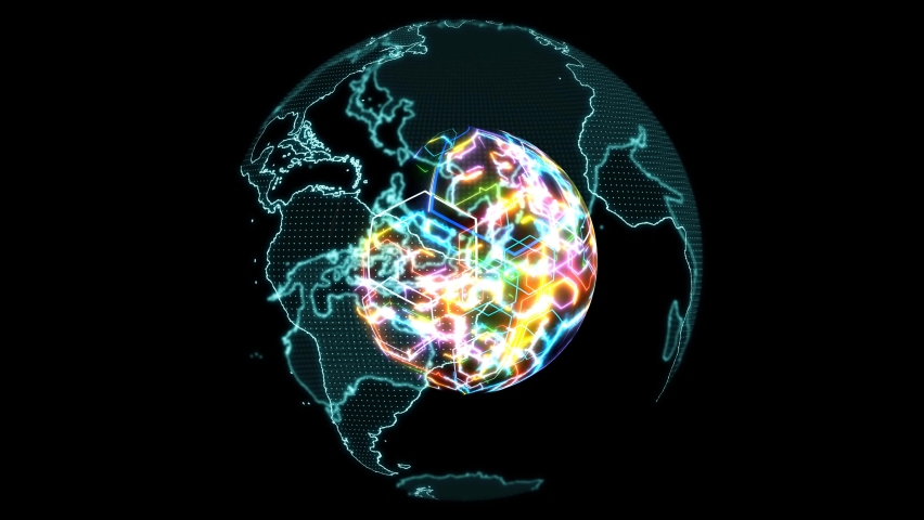 3d Graphics Concept Spinning Earth Seen Stock Footage Video (100% ...