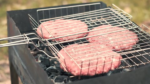 Burger Patties Grilled On Brazierfried Food Stock Footage Video (100% ...
