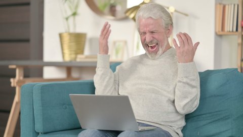 Successful Old Man Laptop Celebrating On Stock Footage Video (100% ...