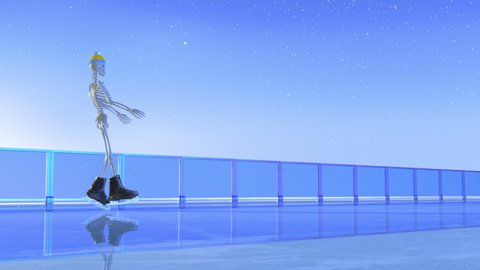 Skeleton Ice Skating Light Snow On Stock Footage Video (100% Royalty ...