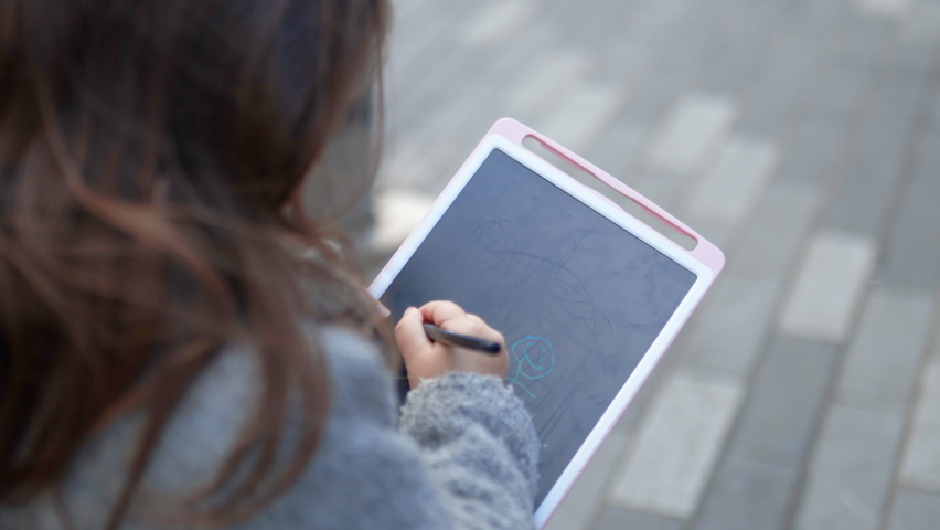 concentrated adorable little girl drawing stick Stock Footage Video ...