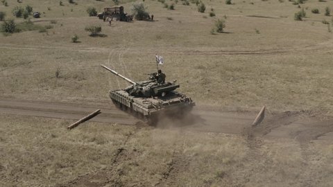 Military Army Tank Driving Aerial View Stock Footage Video (100% ...