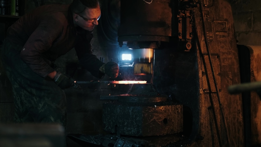 Bladesmith Working with Hot Blade Stock Footage Video (100% Royalty ...