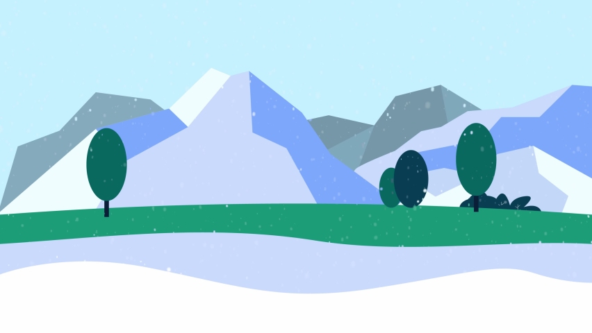 beautiful snow mountain animation green trees Stock Footage Video (100% ...