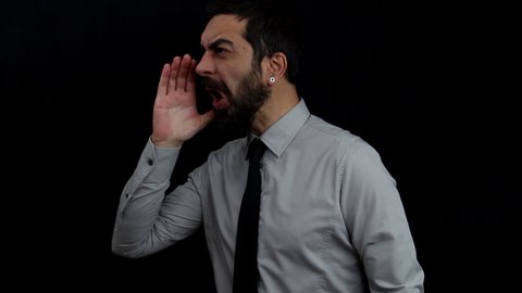 Boss Angry Face On Isolated Black Stock Footage Video (100% Royalty ...