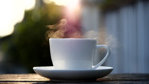 Closeup Steaming Hot Coffee Tea Cup Stock Footage Video (100% Royalty ...