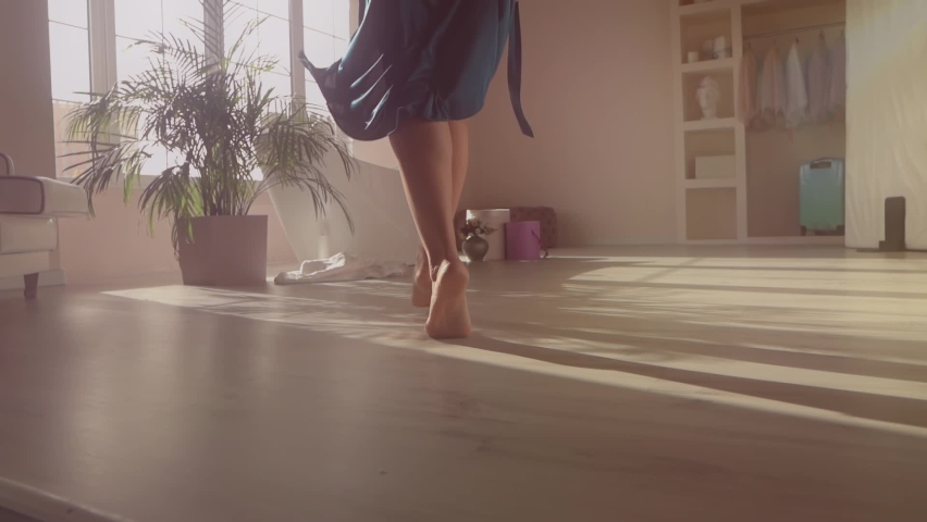 girl takes off her robe bathroom Stock Footage Video (100% Royalty-free ...