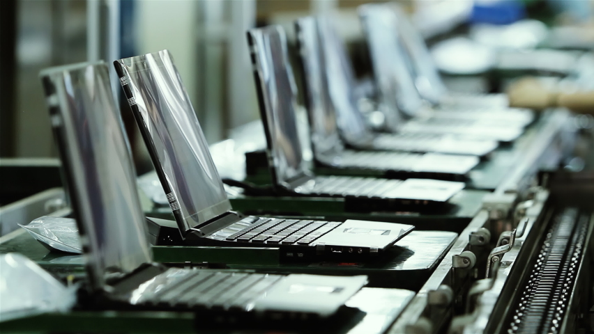 laptop factory making notebook computers conveyor Stock Footage Video ...