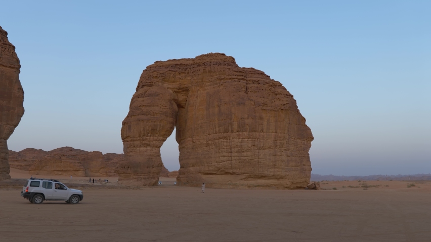 tourist visit elephant rock jabal alfil Stock Footage Video (100% ...