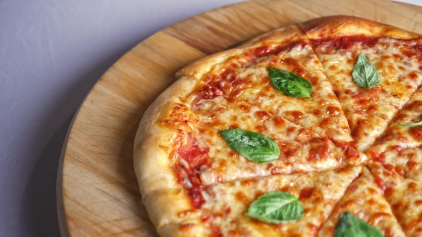 Pizza with leaves on a plate image - Free stock photo - Public Domain ...
