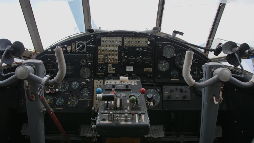 close flight cockpit tools panels old Stock Footage Video (100% Royalty ...