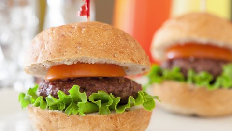 Beef Mini Sliders Lettuce Tomatoes Stock Footage Video (100% Royalty ...