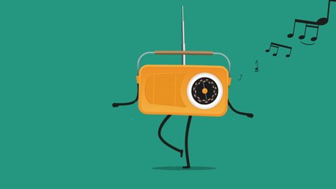 Vintage Radio Music Notes Cartoon Animation Stock Footage Video (100% ...