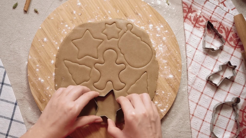 top view woman's hands making gingerbread Stock Footage Video (100% ...