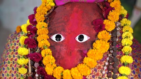 Indian Hindu God Stone Bhathiji Maharaj Stock Footage Video (100% ...