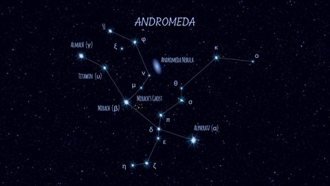 Andromeda Constellation Vector Illustration Names Basic Stock Vector (Royalty Free) 1891128499 ...