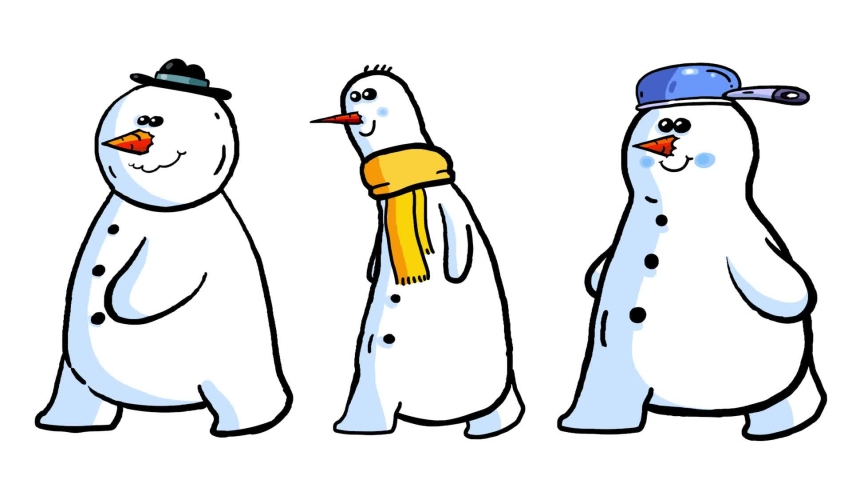 cartoon snowmen animation three isolated funny Stock Footage Video (100 ...