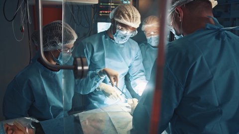 Team Professional Multirace Doctors Operating Surgery Stock Footage ...