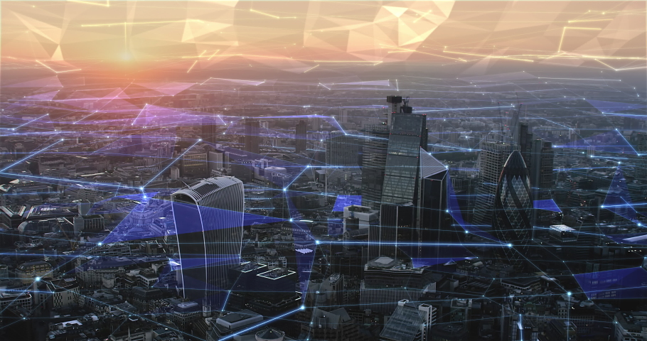 high tech view financial district connected Stock Footage Video (100% ...