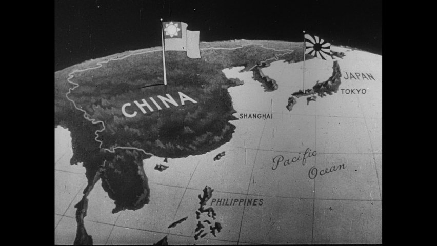 1940s map china large crowds people Stock Footage Video (100% Royalty ...