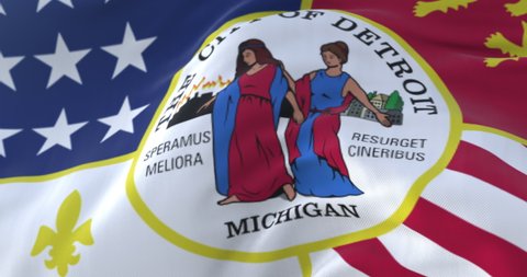 Flag Detroit City City United States Stock Footage Video (100% Royalty ...