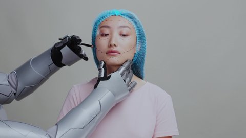 Cosmetology Ai Concept Futuristic Cybernetic Robot Stock Footage Video ...