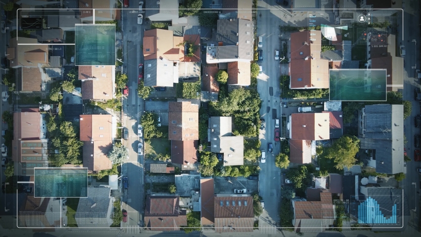 aerial top down urban cityscape animation Stock Footage Video (100% ...