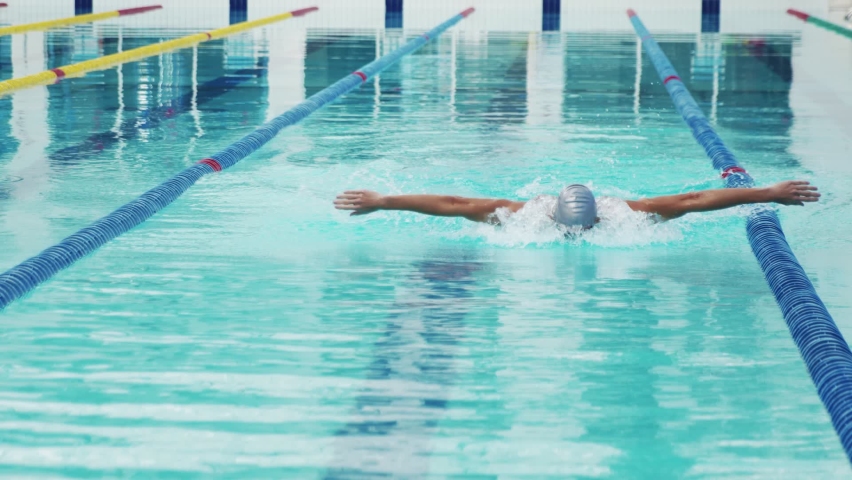 Professional Swimmer Hardly Working Out Stock Footage Video (100% ...