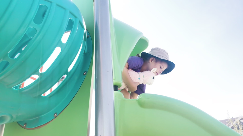 little girl playing on modern children Stock Footage Video (100% ...