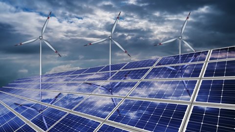 animation solar panel cells spinning wind Stock Footage Video (100% ...