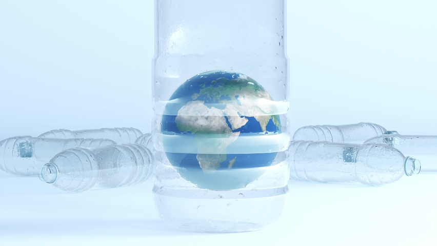 World Globe Inside Plastic Bottle Scattered Stock Footage Video (100% ...