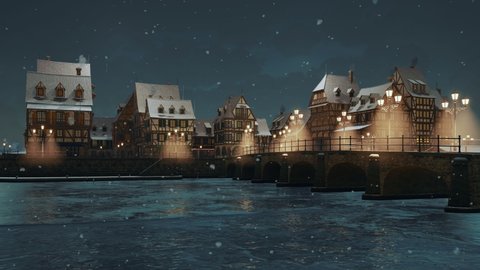 Riverfront Cozy Medieval Town Halftimbered European Stock Footage Video ...