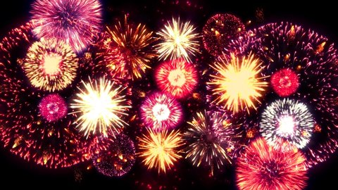 4k Loop Seamless Real Fireworks Background Stock Footage Video (100% ...
