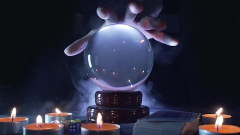 Magical Fortune Tellers Glass Ball Predicting Stock Footage Video (100% ...